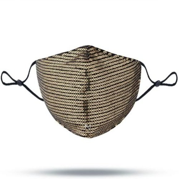 MischkaPu | Accessories | Gold Sequin Embellished Face Mask | Poshmark